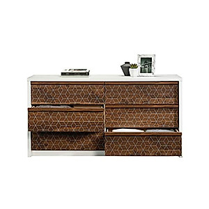 Sauder Harvey Park Dresser, L: 60.71" x W: 17.48" x H: 31.06", Soft White finish