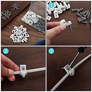 Oudain 24 Pack Down Wall Clips Closet Shelves Loop Clips Plastic Wire Wall Shelf Screws and Expansion Tubes (White)