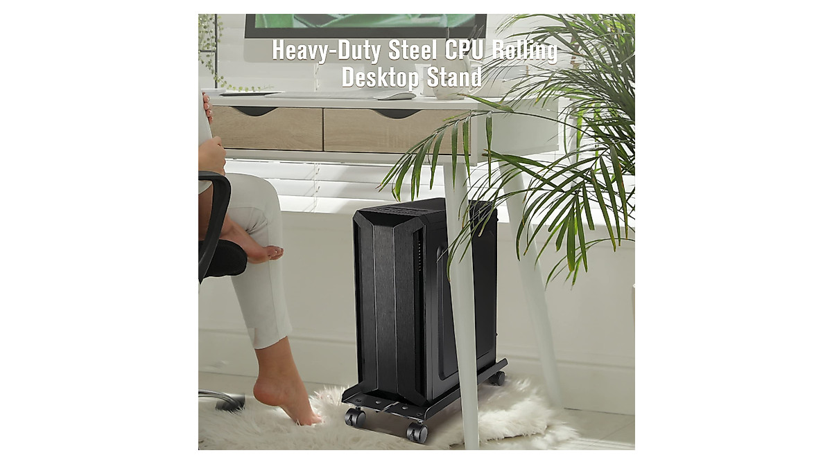 Heavy Duty Metal Computer Tower Stand with Wheels