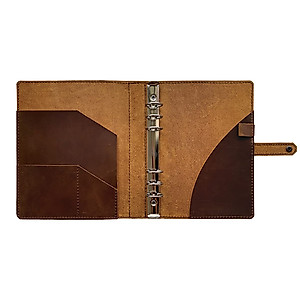 2024-2025 Leather Planner - A5 Genuine Leather Binder Planner with Weekly & Monthly Pages for Men and Women, Inner Pockets and Pen Holder, Refillable