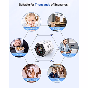 Ticktime Pomodoro Timer, Productivity Timer Cube, Hexagon Magnetic Flip Focus Timer, Mute & Adjustable Sound Alert, for Work, Office, ADHD, Study, Task, 3/5/10/15/25/30min & Custom Countdown - Gray