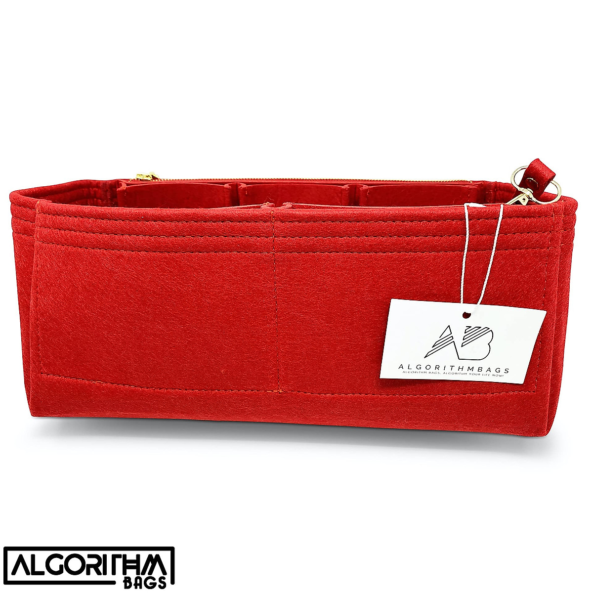 AlgorithmBags Purse Organizer Insert with zippers | designed for Louis Vuitton LV Graceful MM Shaper Liner Divider Protector | 3mm Felt