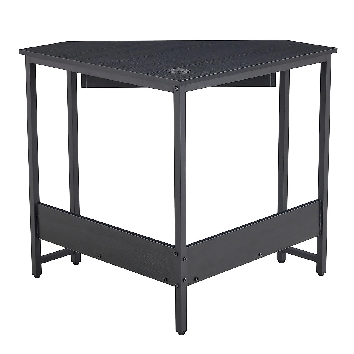 Aienid MDF Black Computer Desk Triangle Computer Desk,Corner Desk with Smooth Keyboard Tray& Storage Shelves,Compact Home Office,Small Desk with Sturdy Steel Frame As Workstation for Small Space