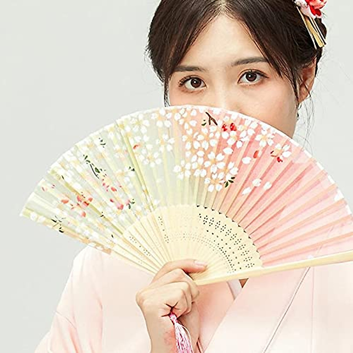 Handmade Folding Fan Vintage Bamboo Folding Hand Held Flower Fan Chinese Dance Party Solid Fan for Party Hand Bamboo Flower Hand Fans Personalized Handheld Fan