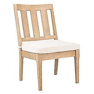 Safavieh CPT1018A-SET2 Couture Dominica Natural and White Wooden Outdoor (Set of 2) Patio Dining Chair