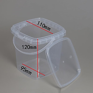 Lobergel 20 Pack 33oz Square Slime Containers with Lids and Handles, 1000ml Clear Transparent Plastic Storage Bucket Container, Cocktail Rum Buckets Reusable Food Storage Containers for Parties