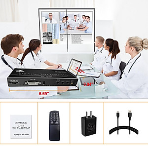 Video Wall Controller 2X3 4K,HDMI & DVI 4k Signal Input Makes 6 TV Screens Into 1 Wall Display Support IR Remote/RS232 and 180° Rotation,Support Video Wall Controller 2x2 4k 1x1, 1x2, 1x3, 1X4, 1x5