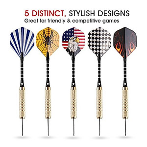 UZOPI 15 Packs Steel Tip Darts 18 Grams with Dart Sharpener and 3 Extra Flights, Aluminum Shafts & Brass Barrels, Levels in Every Rec Room, Man Cave, Bar and Game Room