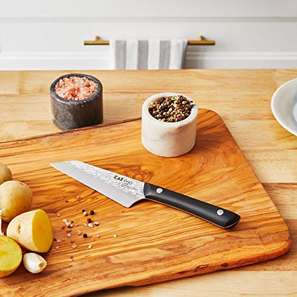 Kai PRO 5" Asian Multi Prep Knife, Hand Sharpened Japanese Boning, Trimming and Utility Knife, Japanese AUS6M Stainless Steel Blade, Full-Tang POM Handle, NSF Certified