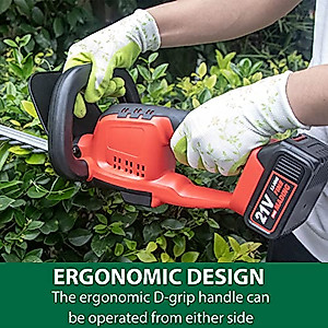 Brushless Hedge Trimmer Cordless, T TOVIA 20'' Bush Trimmer with Dual-Action Laser Blade & 3/5” Cutting Capacity, 21V Battery Powered Handheld Hedge Cutter for Bush Lawn and Garden, Tools only