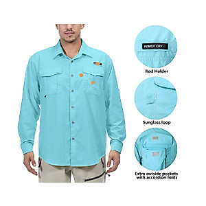 Little Donkey Andy Men's UPF 50+ UV Protection Shirt, Long Sleeve Fishing Shirt, Breathable and Fast Dry Blue XXL