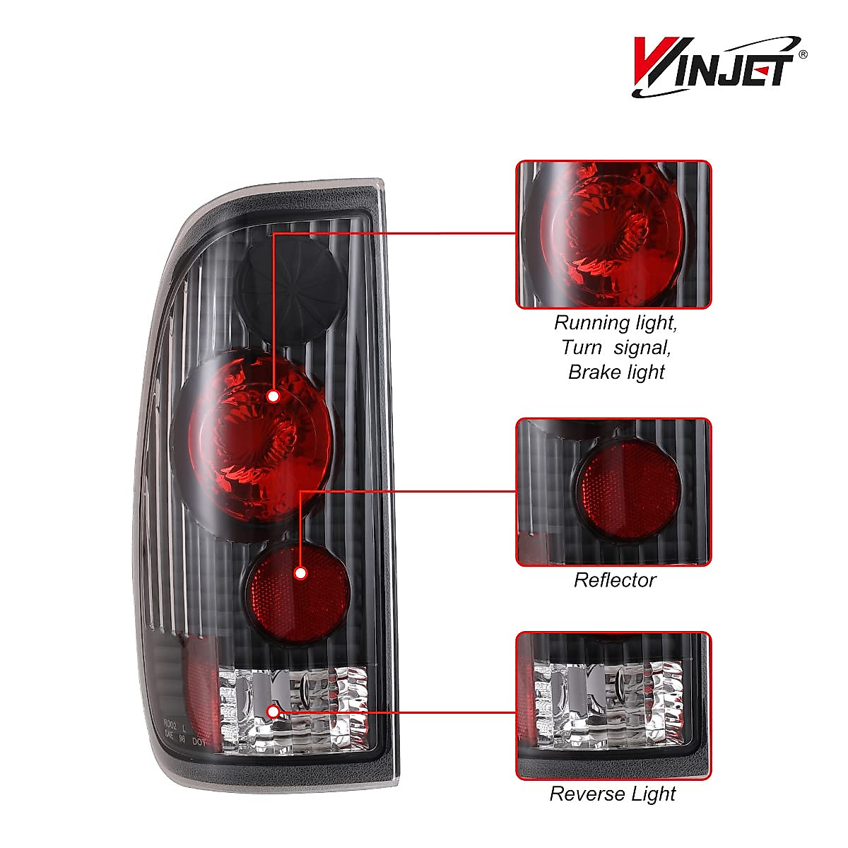 Winjet Tail Lights For 1997-2003 Ford F-Series F150 (Fits Styleside Models ONLY),2004 F150 Heritage, 1999 2000 2001 2002 2003 2004 2005 2006 2007 F250 F350 F450 F550 Super Duty Pickup Truck Taillights