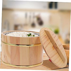 UPKOCH 1 Set Cask Rice Cask Steamed Rice Bucket Sushi Rice Steamed Container with Lid Dim Sum Steamer Stainless Steel Steamer Wood Bucket Wooden Rice Bucket Kitchen Tool Wooden Dessert