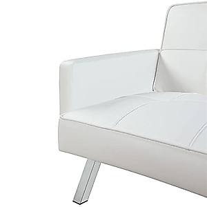 Carolina Classic Nario Convertible Leatherette Sleeper Sofa in White