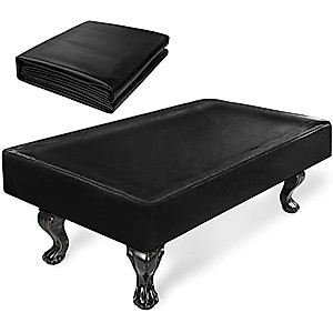 iCOVER Pool Table Cover Outdoor Heavy Duty Leather Waterproof Billiard Table Covers 7ft Black