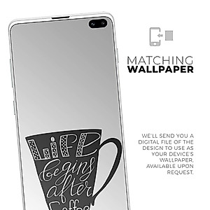DesignSkinz Life Begins After Coffee Protective Vinyl Decal Wrap Skin Cover Compatible with The Samsung Galaxy S20 (Screen Trim & Back Glass Skin)