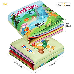 My First Soft Book,teytoy Nontoxic Fabric Baby Cloth Books Early Education Toys Activity Crinkle Cloth Book for Toddler, Infants and Kids Perfect for Baby Shower -Pack of 6