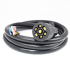 X-Haibei 7 Way Trailer Plug Cord Inline Light Cord 8 Feet Heavy Duty 7 Pin Wire Trailer Light Cable Wiring Harness Double Prongs Connector for RV Camper(8 Foot)