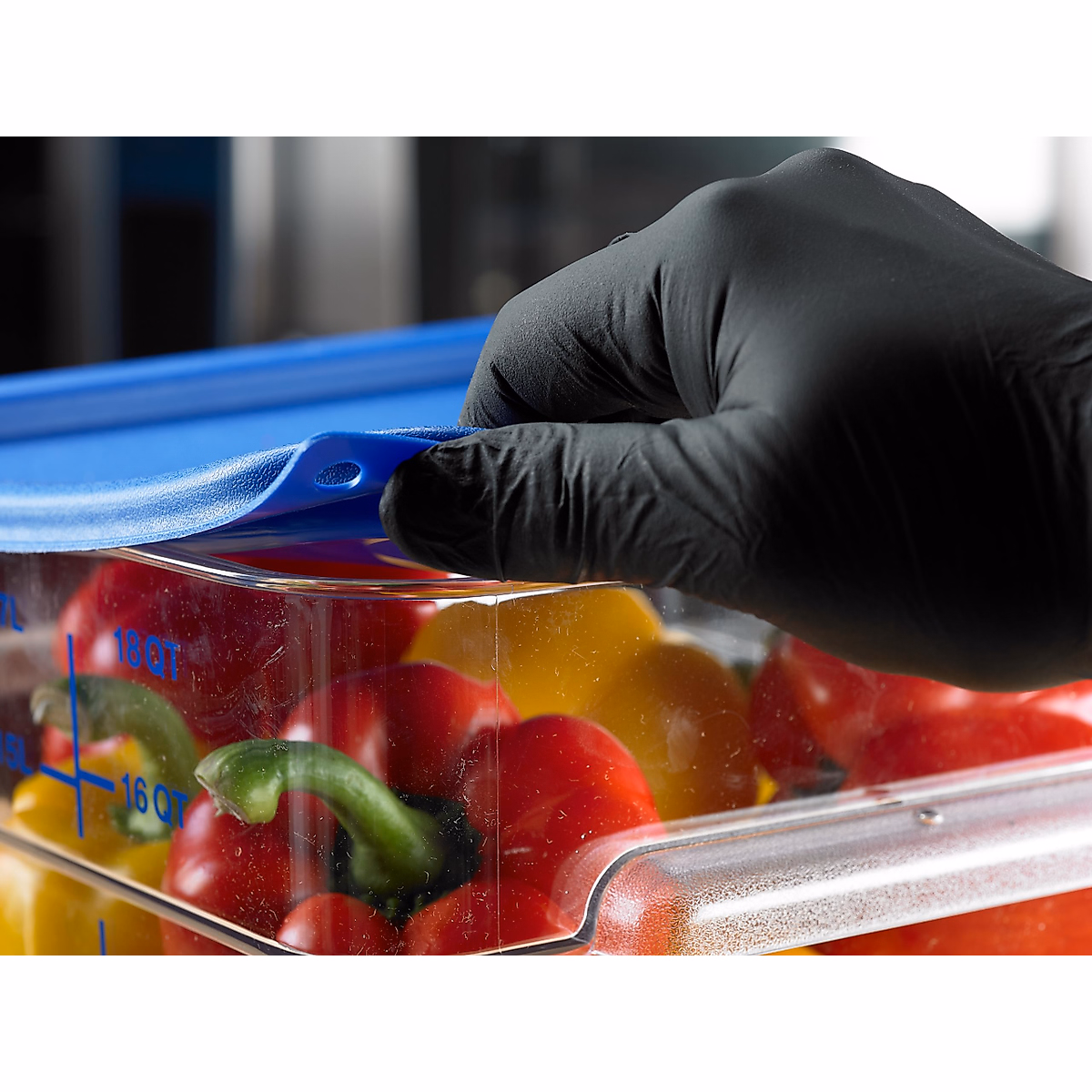 Carlisle FoodService Products Squares Square Food Storage Container Lid with Stackable Design for Catering, Buffets, Restaurants, Proprietary Blend, 12 To 22 Quarts, Royal Blue, (Pack of 6)