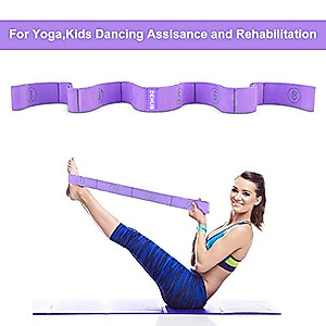 DEHUB Stretch Strap, Elastic Yoga Stretching Strap, Multi-Loop for Physical Therapy, Pilates, Yoga, Dance & Gymnastics Exercise and Flexible Pilates Stretch Band