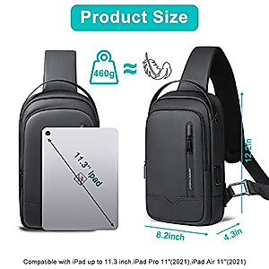 hk Anti-Theft Sling Crossbody Shoulder Bag for Men and Women with USB Charging,11.3 Inch Waterproof Lightweight Casual Daypack Chest Bag Crossbody Sling Backpack for Travel Hiking Biking Outdoor Work