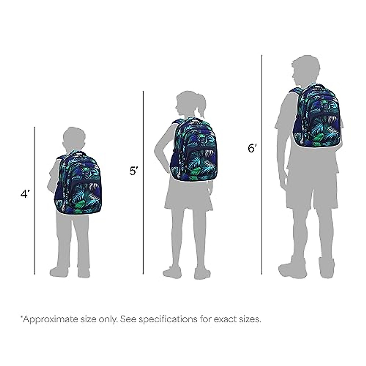 MYGOO Kids Backpack for Boys | Tropical Design Backpack for Teen | Grove Collection | 17" Tall | 24L Capacity | Foliage Black