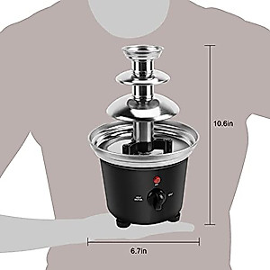 Chocolate Fountain Party Fountain, chocolate fountain for Nacho Cheese BBQ Sauce Ranch Liqueurs, Stainless Steel Chocolate Fondue Fountain for Birthday Party Wedding (1.5lb, mysterious black)