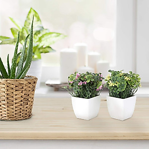 Cabilock 2Pcs Artificial Flowers Potted Plants Fake Greenery Shrubs Plants for Kitchen Home Wedding Office Garden Decor Pink Yellow