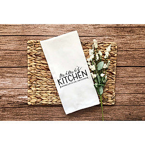 Mimi Set of 3 Kitchen Towels 100% Cotton Flour Sack Black White Funny Cute Dish Tea Hand Towel Dog Themed Home Kitchen Decor Gift for Grandma