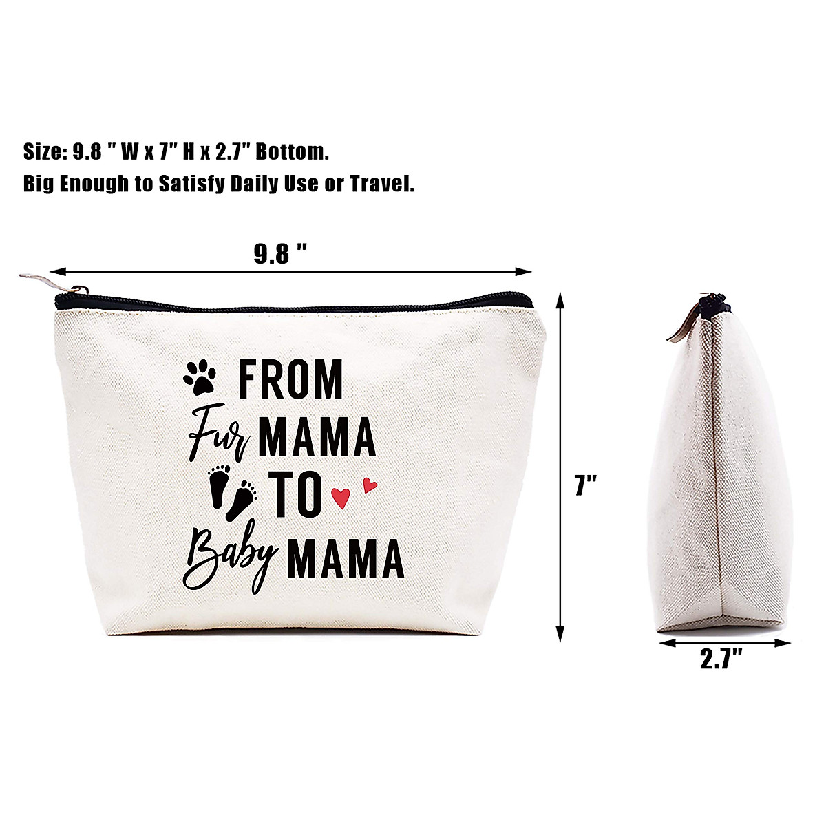 LIBIHUA From Fur Mama to Baby Mama - Mom to Be Gift - Pregnancy Announcement Gift - Baby Reveal Gift for New Mom Mother -Makeup Bag Cosmetic Bag Travel Pouch
