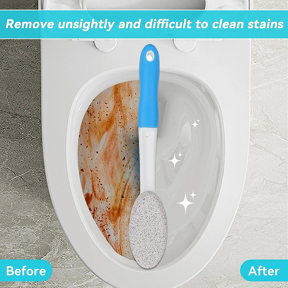 1PCS Toilet Cleaning Pumice Stone, Stains Hard Water Ring Remover Bathroom Cleaning Brushes Toilet Pumice Stone with Handle for Toilets, Bathtubs, Pool(1pcs)