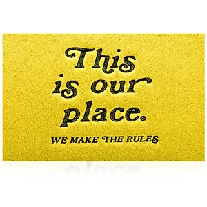 JJUUYOU Outdoor Welcome Mat We Make The Rules Doormat for Front Door Funny Indoor Door Mat with Non Slip Rubber Backing for Home Entryway Patio 18"x28"