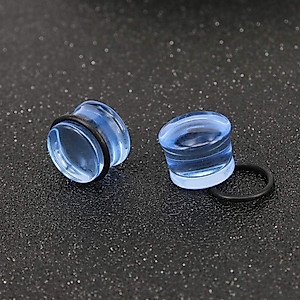 ZS 4 Pairs Glass Ear Gauges Mushroom Single Flare Plugs Tunnels Ear Lobe Stretching Piercing 4G-5/8 inches (Gauge=4g(5mm))