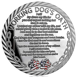 ASmileIndeep Police Dog K9 Challenge Coin Thin Blue Line Police Officer Canine Prayer Coins Gift