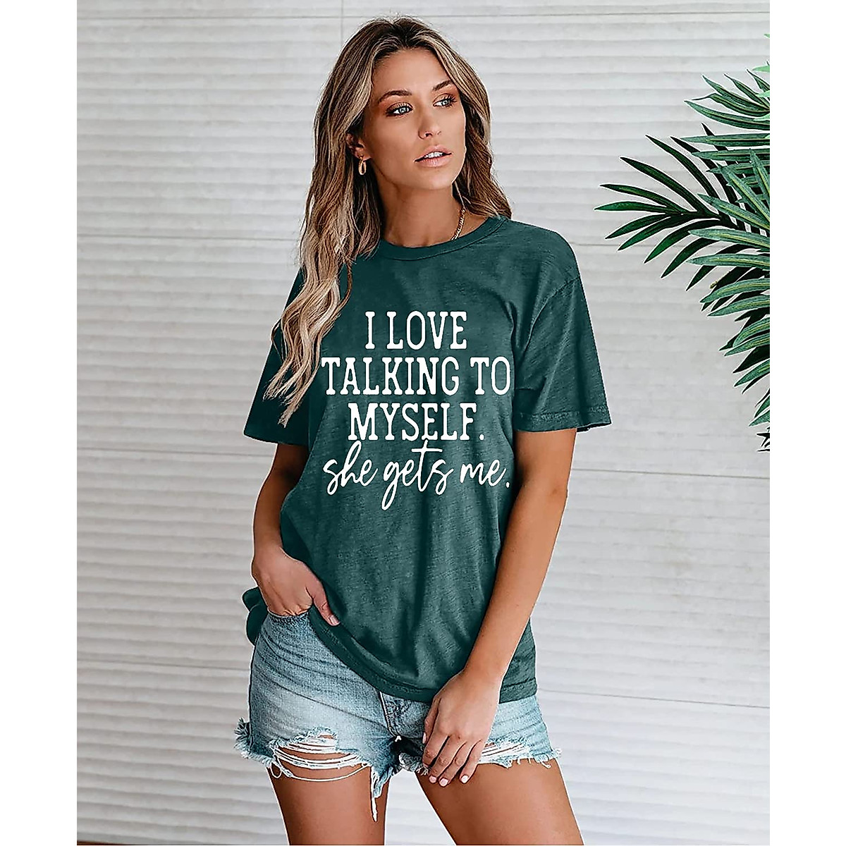 Graphic T-Shirts for Women Cute Simple Sayings Funny Sarcastic Graphic Letter Print Shirts Athletic Short Sleeve Tee-XL (Green)