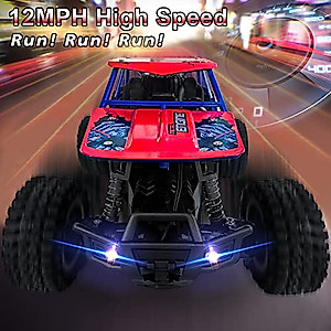IVGUI Remote Control Car for Boys 8-12 & Age 4-7, 12 Mph High Speed Off Road 2.4Ghz All Terrains RC Truck with LED Headlight & 2 Rechargeable Batteries, 1:16 RC Monster Truck, Kids Car Toys