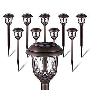 EXCMARK 10 Pack Solar Lights Outdoor Decorative, Solar Pathway Lights Outdoor, Solar Powered Garden Yard Lights for Walkway Sidewalk Driveway.