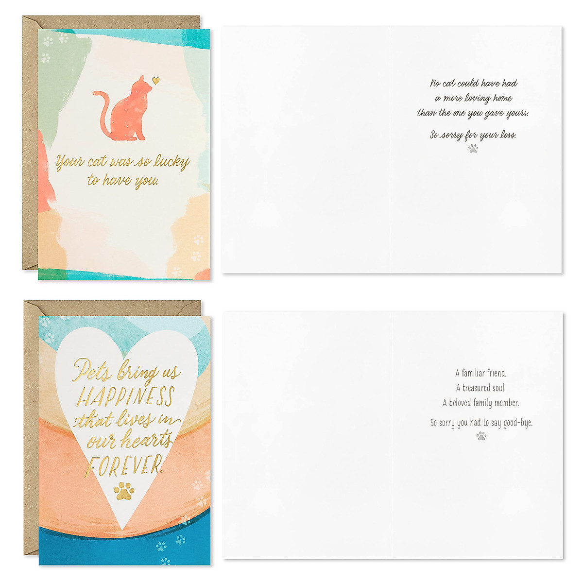 Hallmark Pet Sympathy Cards Assortment, Hearts and Rainbows (16 Cards and Envelopes)