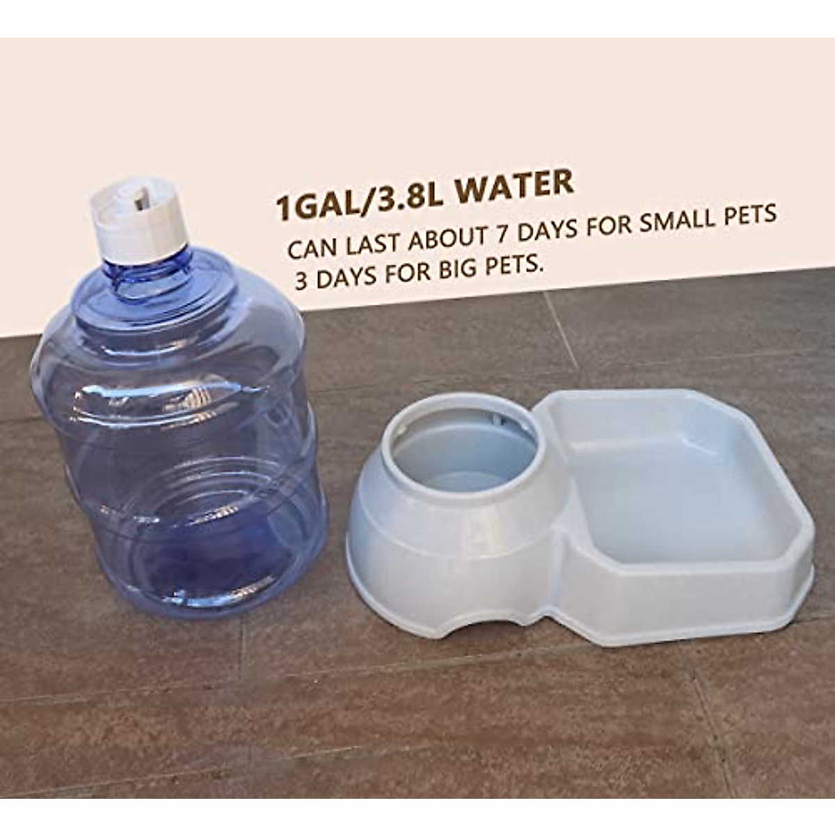 Automatic Dog Cat Feeders Water Bowl Dispenser Gravity Water Fountain Large Capacity 3.8L,1 Gallon Large Capacity for Medium Large Pets