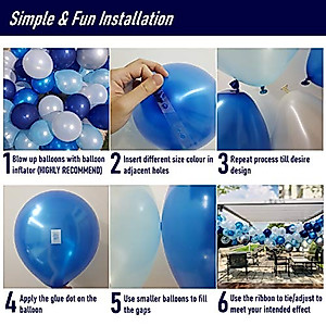 RC&Z Navy Blue Balloon Garland Arch Kit - 120 with Royal Blue, Baby Blue, White, Silver Metallic and Confetti Latex Balloons for Baby Shower Decorations Bachelorette Birthday Party Backdrop Background