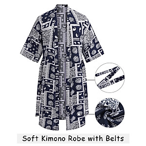 COOFANDY Men's Lightweight Kimono Robe Jacket Japanese Style Bathrobes Casual Open Front Long Cardigan Coat Outwear