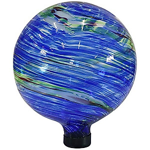 Sunnydaze 10-Inch Glass Outdoor Gazing Globe - Reflective Ball Yard Ornament for Patio or Lawn - Northern Lights