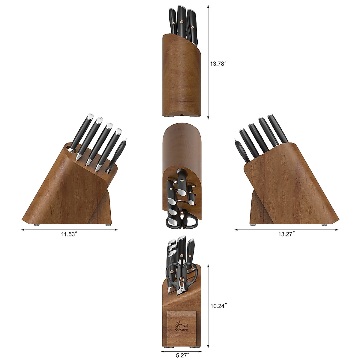 Cangshan L Series 7-Piece Cleaver Knife Block Set, Forged German Steel, Black, 1027112