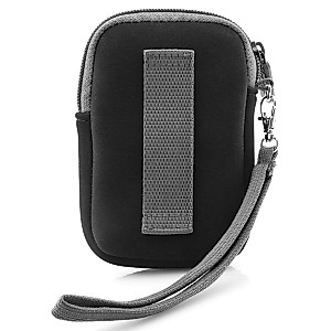 USA Gear Point and Shoot Camera Case Compatible with Nikon Coolpix A10, S4300, S6900, W300 and More - Digital Camera Sleeve Neoprene, Belt Loop, Wrist Strap, Pocket for SD Cards, Batteries (Black)