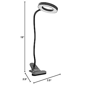 Desk Lamp Clip on Light, Desk Light 48 LED Lamp with 3 Lighting Modes, Dimmable 10 Brightness Levels, 360° Adjustable Gooseneck, Eye-Caring Small Lamp for Bed Headboard Reading Makeup Eyebrow (Black)