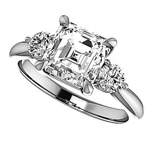 3 CT Asscher Cut VVS1 Colorless Moissanite Engagement Ring Set, Wedding/Bridal Ring Set, Sterling Silver Vintage Antique Anniversary Promise Ring Set Gift for Her (0.5)