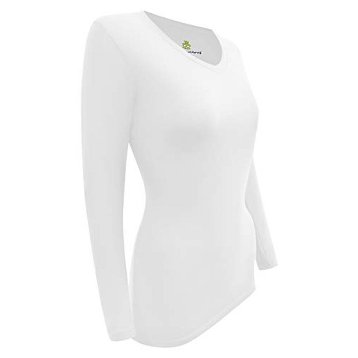 Natural Uniforms Women's Under Scrub Tee V-Neck Long Sleeve T-Shirt-3-Pack (Large, White)