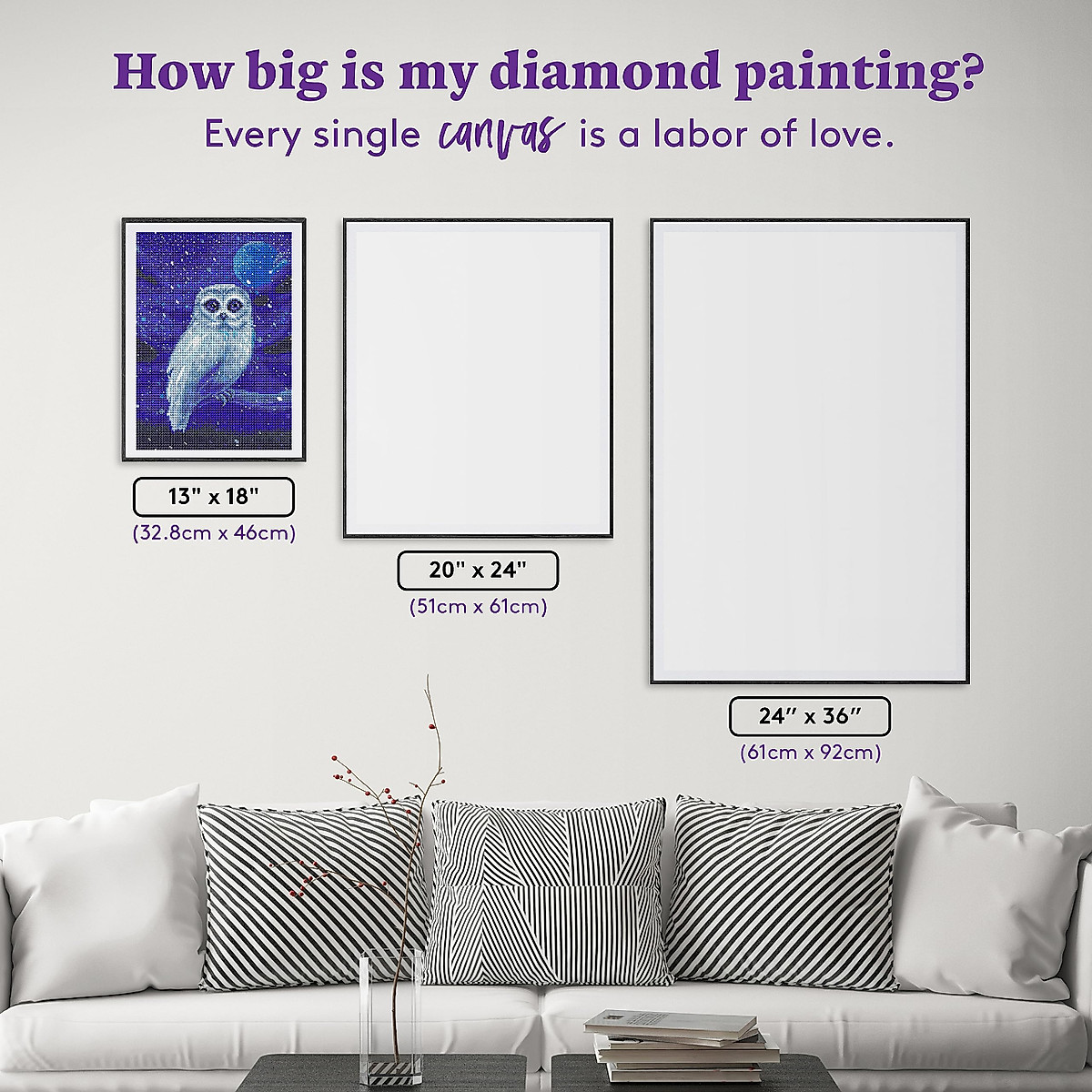DIAMOND ART CLUB Snowy OWL Diamond Painting Kit, Animal Diamond Canvas, Round 5D Diamond Art for Adults and All Ages, 13" x 18" (32.8 x 46 cm)