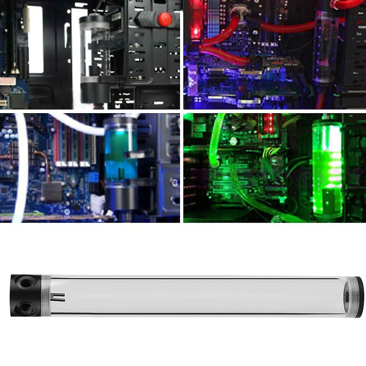 Yoidesu CPU Cooling Heat Exchanger Water Pump Tank 50mm Diameter Cylinder Water Cooling Tank G1/4 Thread Computer DIY Cylinder Water Tank for CPU Cooling Multiple Length(400mm)