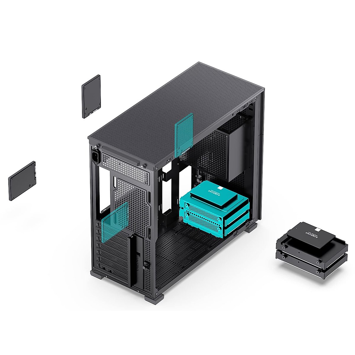 JONSBO D41 MESH Black ATX Computer Case, ATX/M-ATX Mainboard/Support RTX 4090(335-400mm) GPU 360/280AIO,Power ATX/SFX: 100mm-220mm Multiple Tool-Free Design, Black